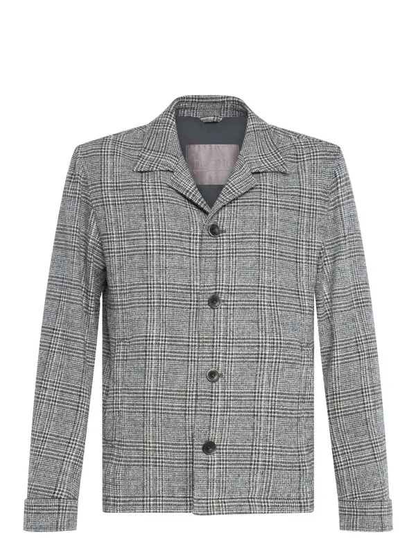 Herno Plaid Button Blazer - Gray