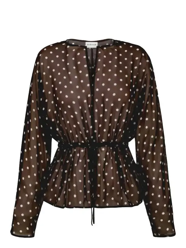 P.a.r.o.s.h Polka Dot Sheer Blouse - Black