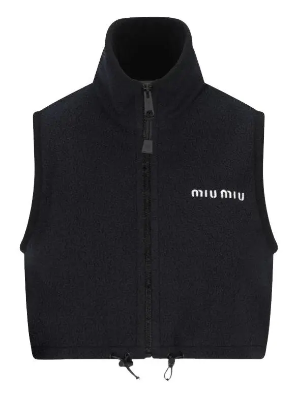Miu Miu Fleece Zip-up Top - Blue