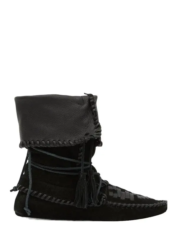 Isabel Marant Étoile Suede Boots With Tassel And Braided Detail - Black
