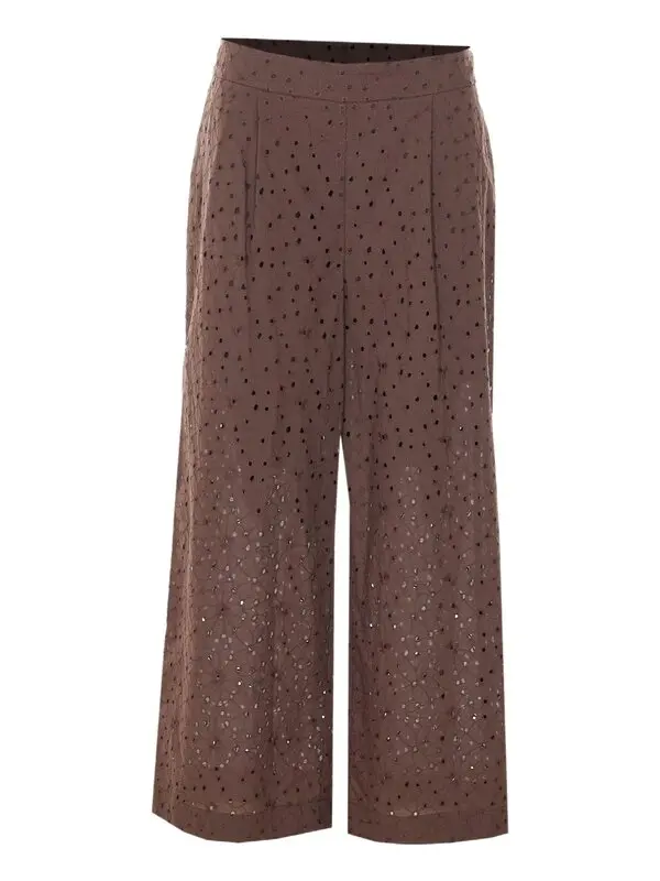 TWINSET Embroidered Wide-leg Pants - Brown