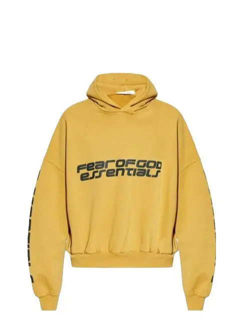Fear Of God Cropped Relaxed Hoodie With Front Logo Print - Canyen