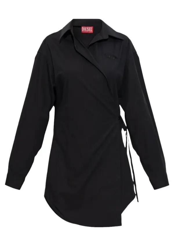 DIESEL® D-delphos-s1 Wrap Dress With Logo Embroidery - Black