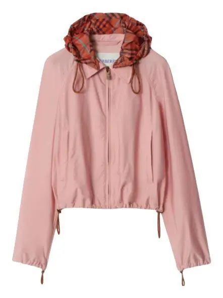 Burberry Zip-up Hooded Jacket With Printed Equestrian Knight Design - Pink Begonia