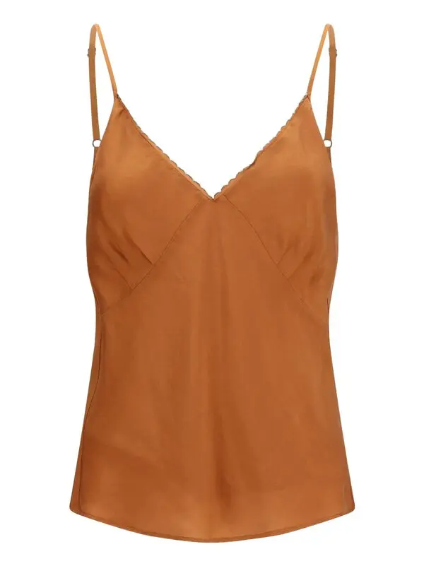 FORTE_FORTE V-neck Spaghetti Strap Tank Top - Brown
