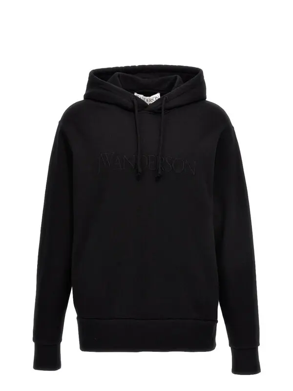 J.W.ANDERSON Jw Anderson Logo Embroidered Drawstring Hoodie - Black