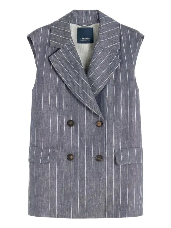 Max Mara Pinstripe Double-breasted Suit Vest - Gray