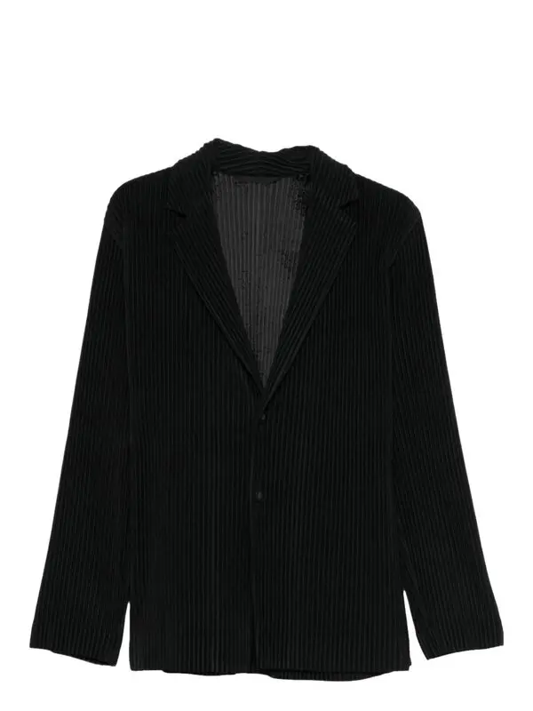 Issey Miyake Homme Plissé Pleated Single-breasted Blazer - Black