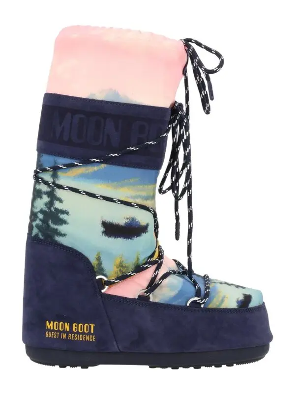 Moon Boot X Guest In Residence Icon Postcard Lace Snow Boots - Blue