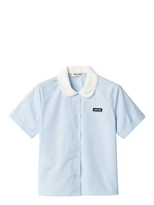 Miu Miu Short Sleeve Collared Shirt - Blue