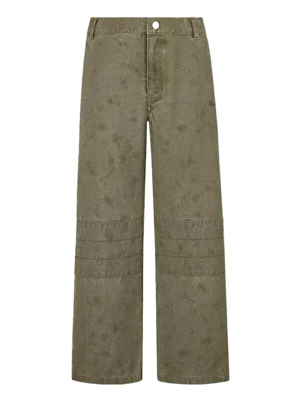 Dior Embroidered Belted Trousers - Khaki