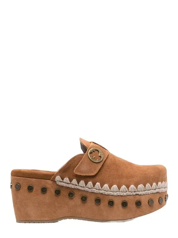 Mou Stud Embellished Clogs - Brown
