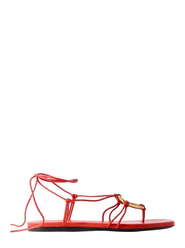 Proenza Schouler Strappy Flat Sandals With Gold Tone O-ring - Red