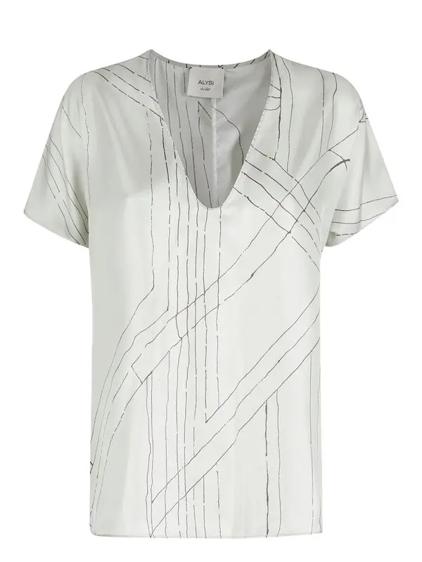 ALYSI V-neck T-shirt With Short Sleeves - White