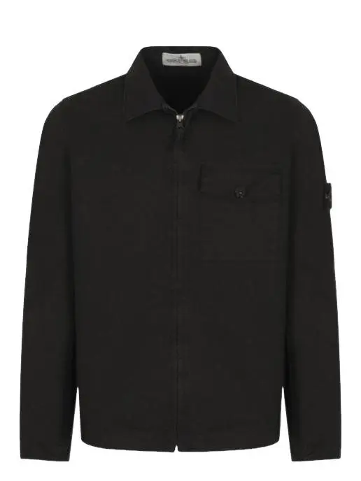 Stone Island Long-sleeved Zip-up Casual Jacket - Black