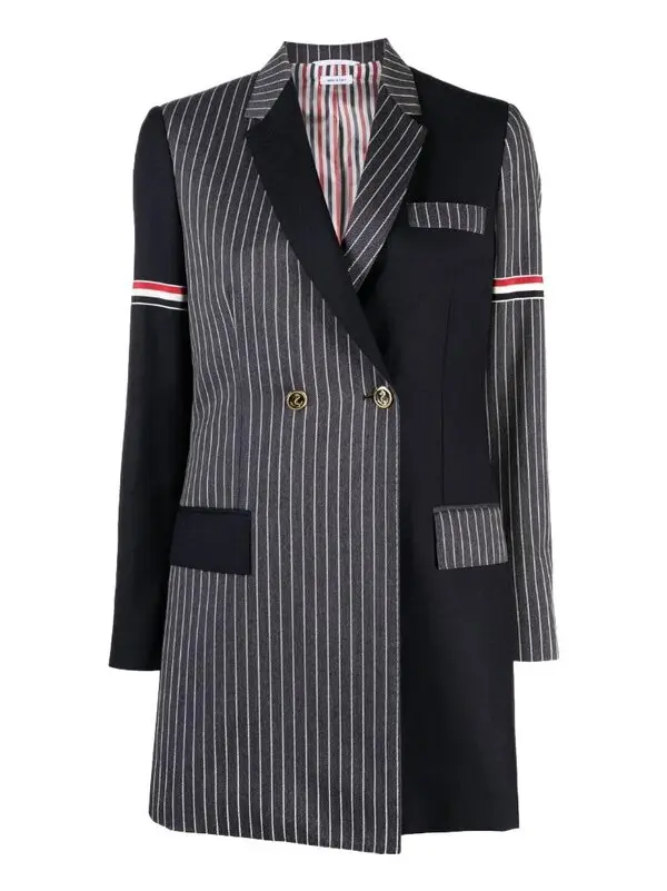 Thom Browne Patchwork Double-breasted Blazer - Navy Blue