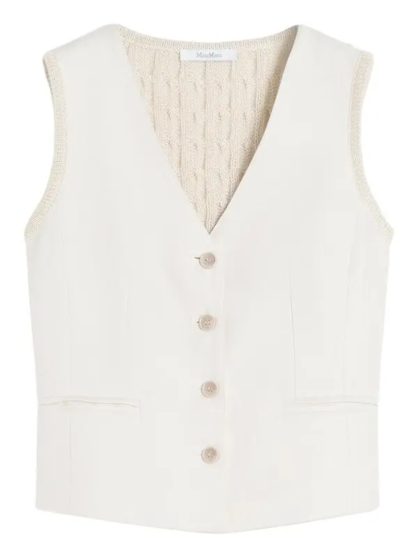 Max Mara Paneled V-neck Waistcoat - Beige