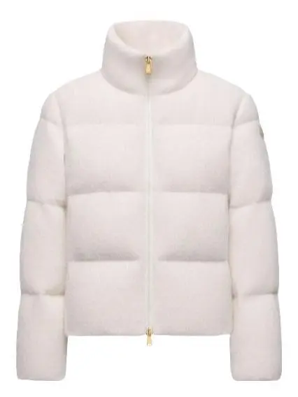 Moncler High-neck Padded Jacket With Drawstring Hem - White