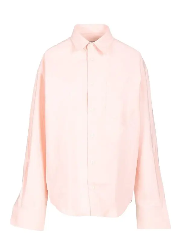 Ami Cotton Shirt With Chest Pocket And Long Sleeves - Pink
