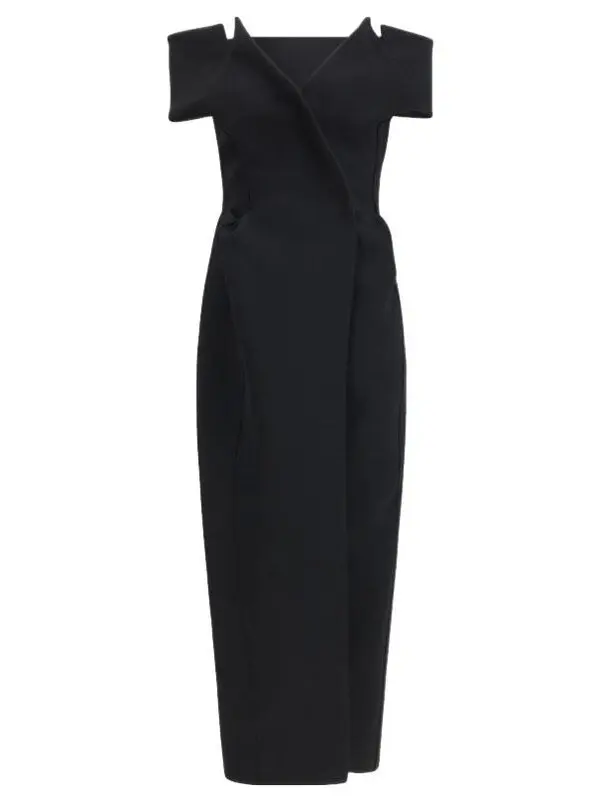 Khaite Gene Asymmetrical Peplum Dress - Black