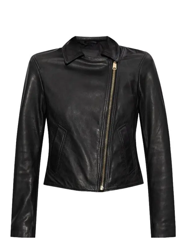 ALLSAINTS Vela Leather Jacket - Black/gold