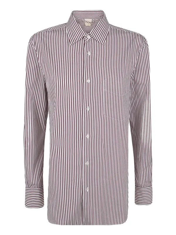 Aspesi Striped Long Sleeve Button-up Shirt - White