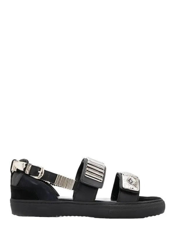 Toga Embossed Strappy Sandals - Black
