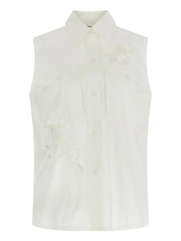 P.a.r.o.s.h Sleeveless Embroidered Shirt - White