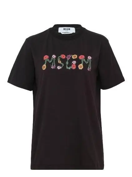 MSGM Logo Printed Crewneck T-shirt - Black