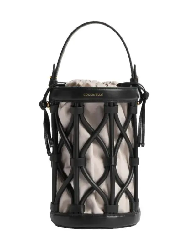 COCCINELLE Woven Bucket Bag With Drawstring Closure - Black