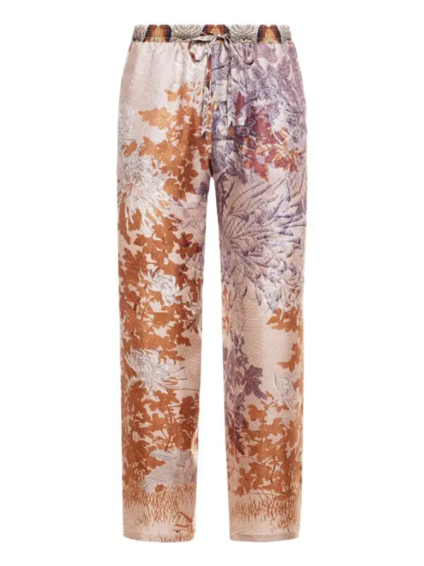 PIERRE-LOUIS MASCIA Printed Drawstring Relaxed Fit Pants - Nude