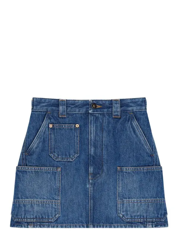 Givenchy Embroidered Denim Mini Skirt - Medium Blue