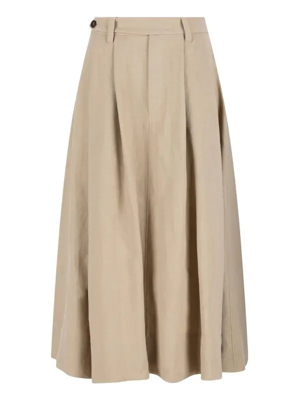 Brunello Cucinelli Fluid Twill Sartorial Skirt - Nude