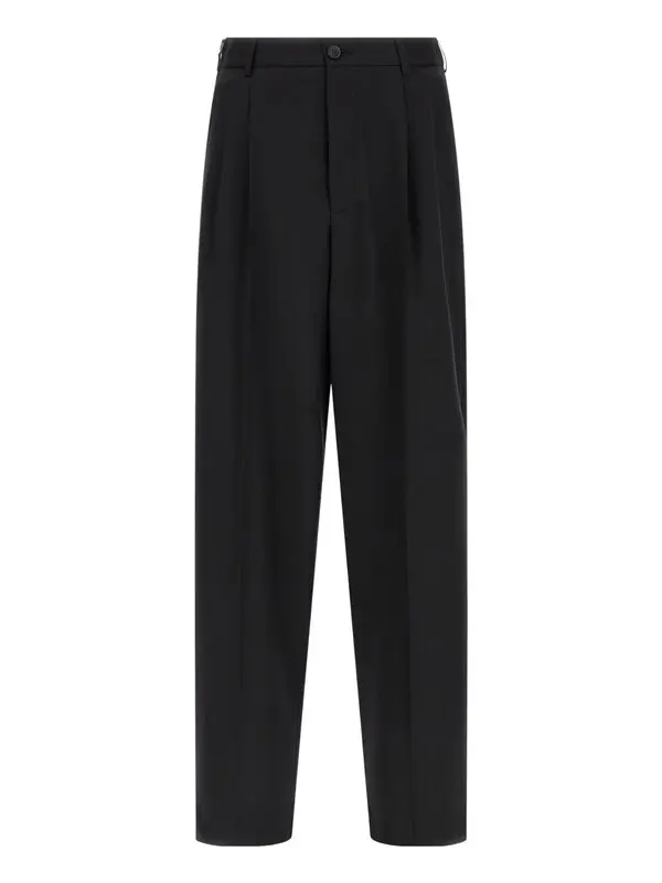 MAGLIANO Double Pleat Wide Leg Trousers - Black