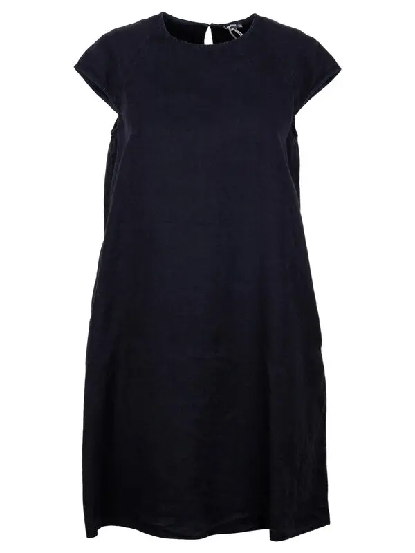 Aspesi Round-neck Short-sleeve Mini Dress With Cutout Details - Black