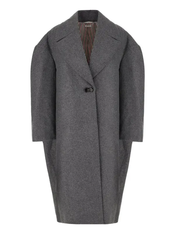 Thom Browne Melton Cocoon Coat - Dark Gray