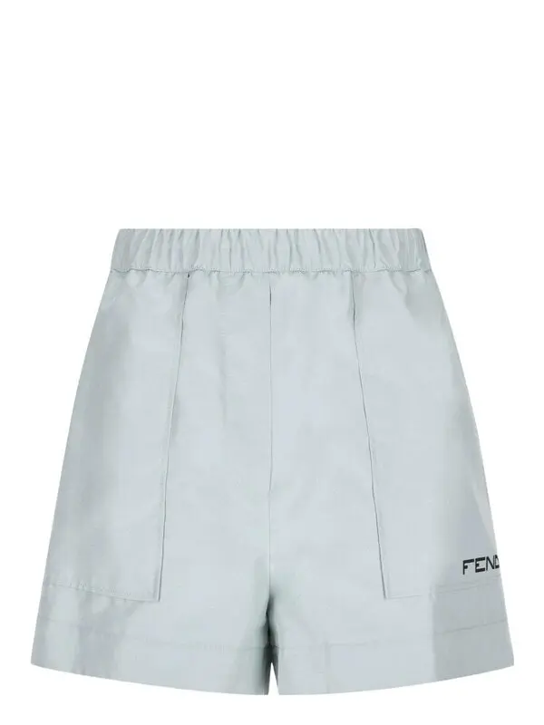 Fendi Logo Detail Elastic Waist Shorts - Blue