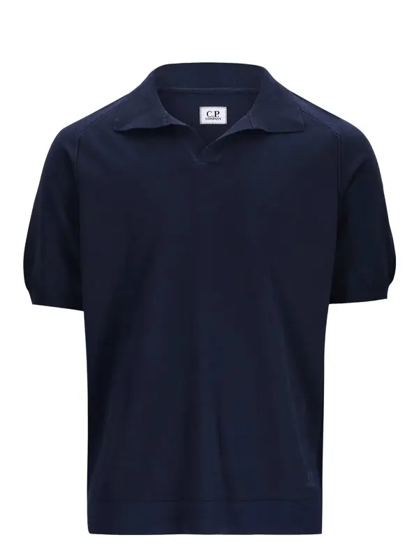 C.P. COMPANY Open Collar Polo Shirt - Total Eclipse
