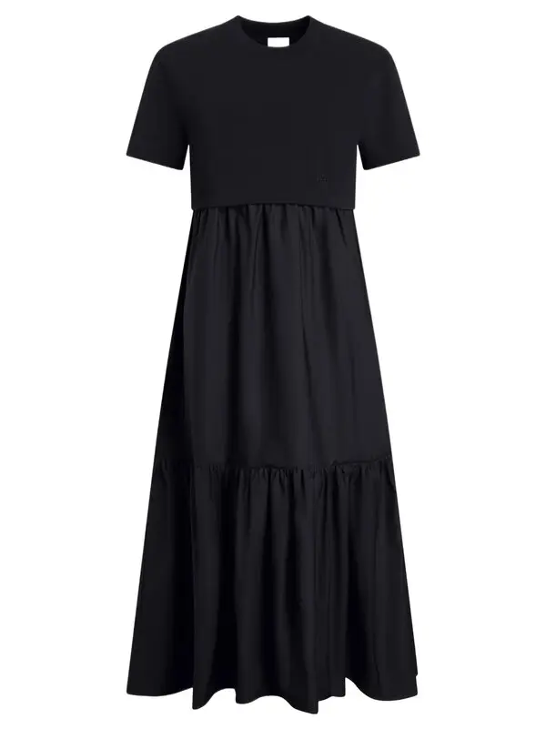 PATOU Short-sleeved Midi Dress With Poplin Puff Skirt - Black
