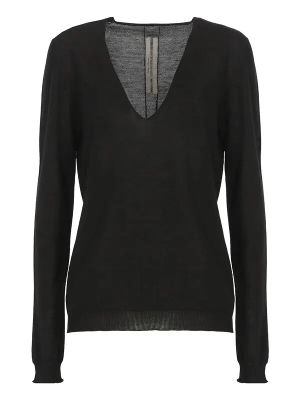 Rick Owens V-neck Long-sleeve Knit Sweater - Black