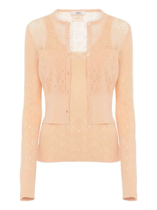 Chloé Knitted Cardigan And Vest Set - Bleached Orange