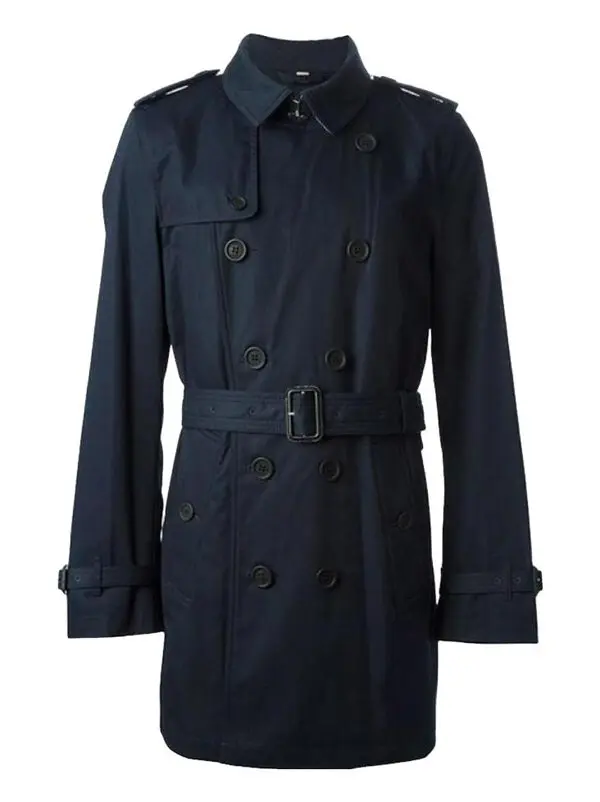 Burberry Double-row Buckle Belt Trench Coat - Black