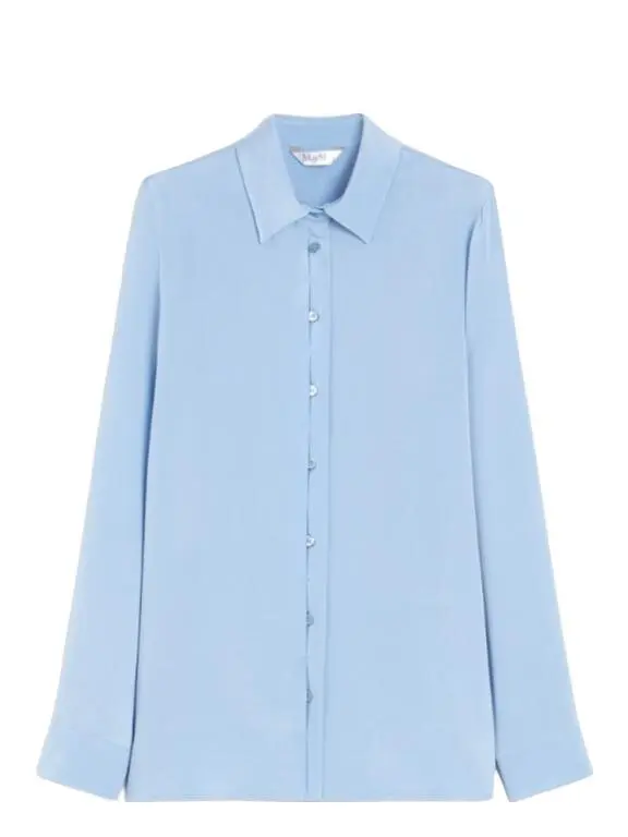 Max Mara Stretch Silk Cady Shirt - Light Blue