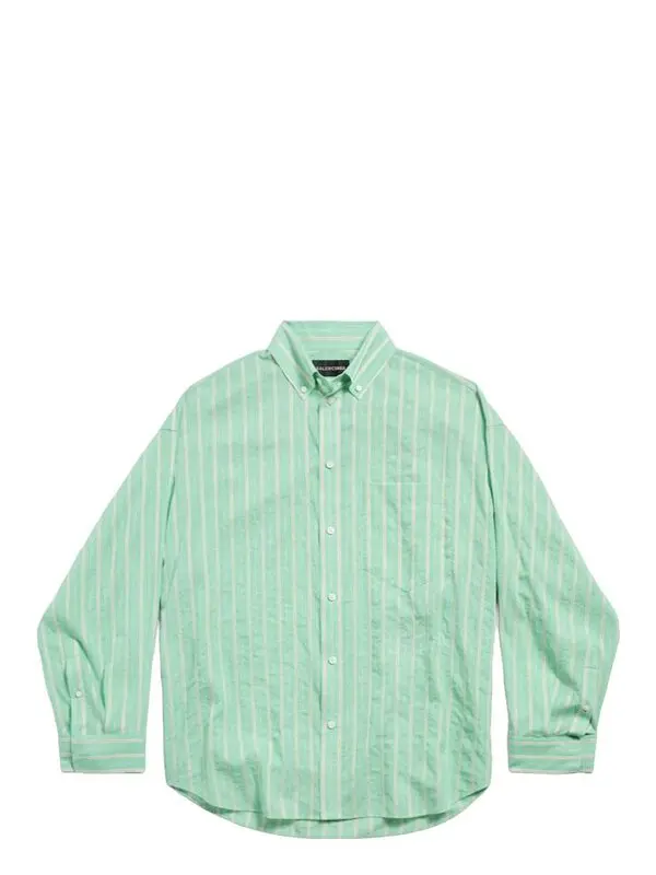 Balenciaga Striped Cocoon Fit Long-sleeved Shirt - Green