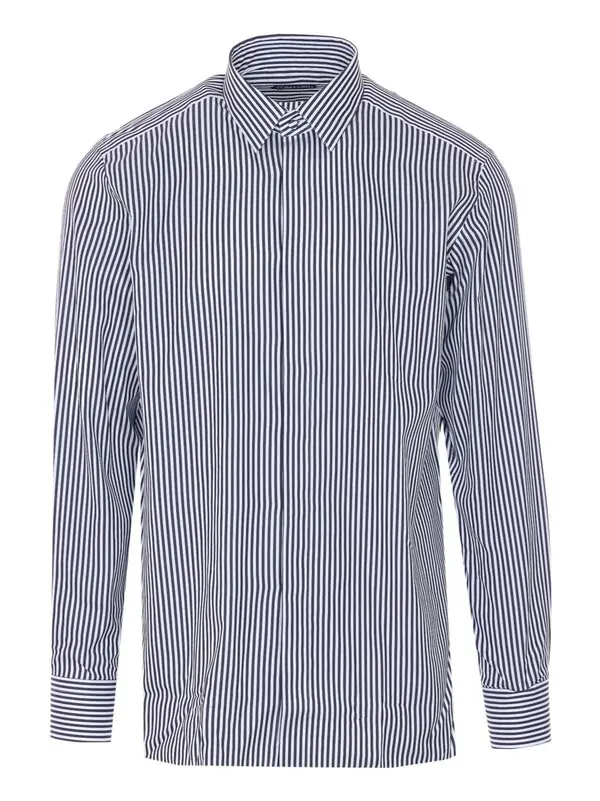 TOM FORD Long-sleeve Striped Shirt - Gray