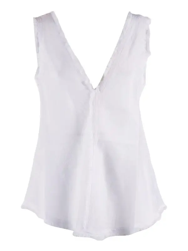 P.a.r.o.s.h V-neck Distressed Trim Top - White