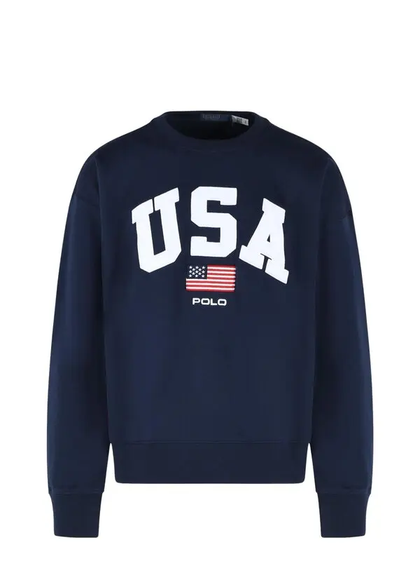 Polo Ralph Lauren Crewneck Sweatshirt With Usa Embroidery - Black