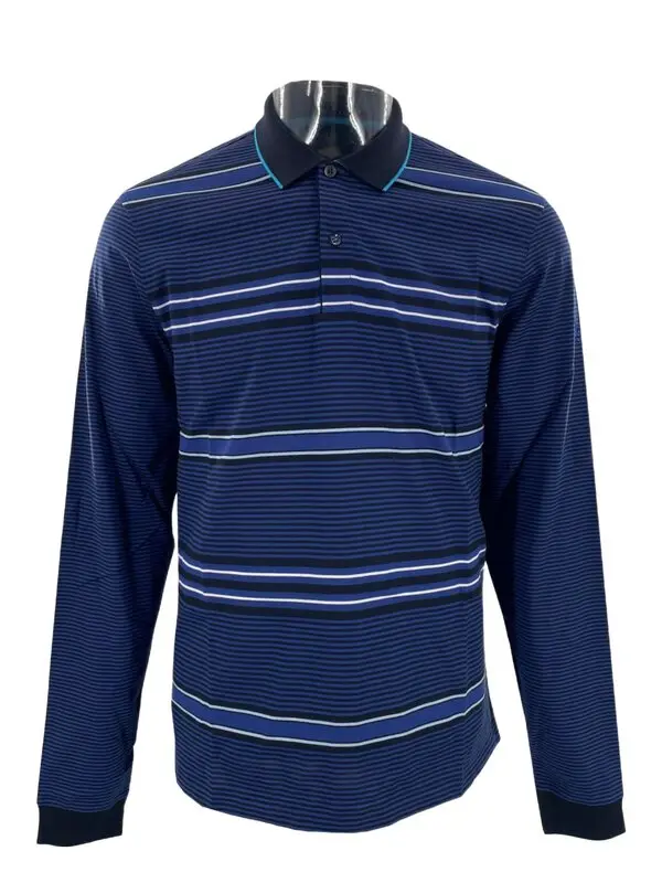 Dunhill Striped Long-sleeved Polo Shirt - Blue