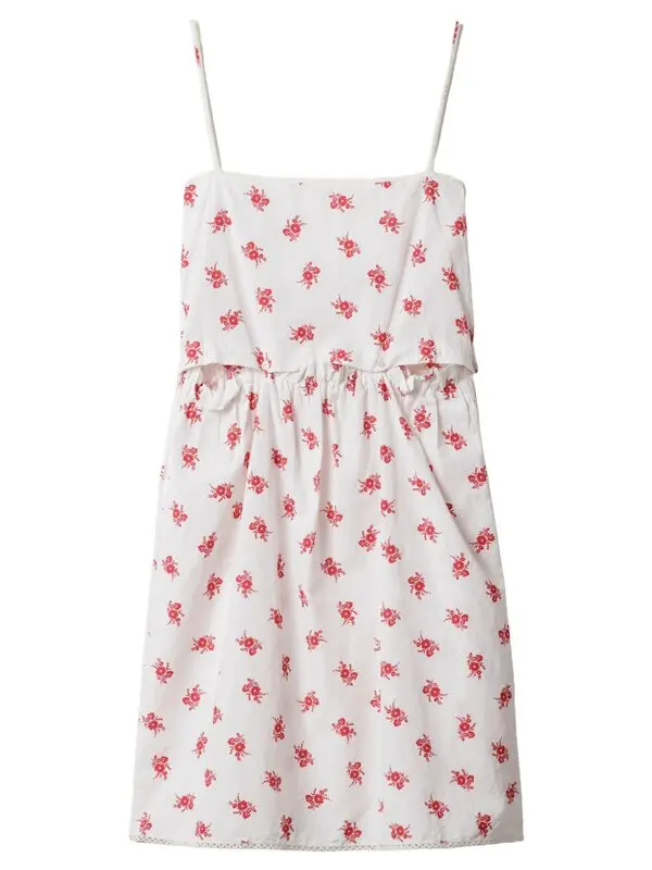 Miu Miu Slubbed Poplin Dress - White/red