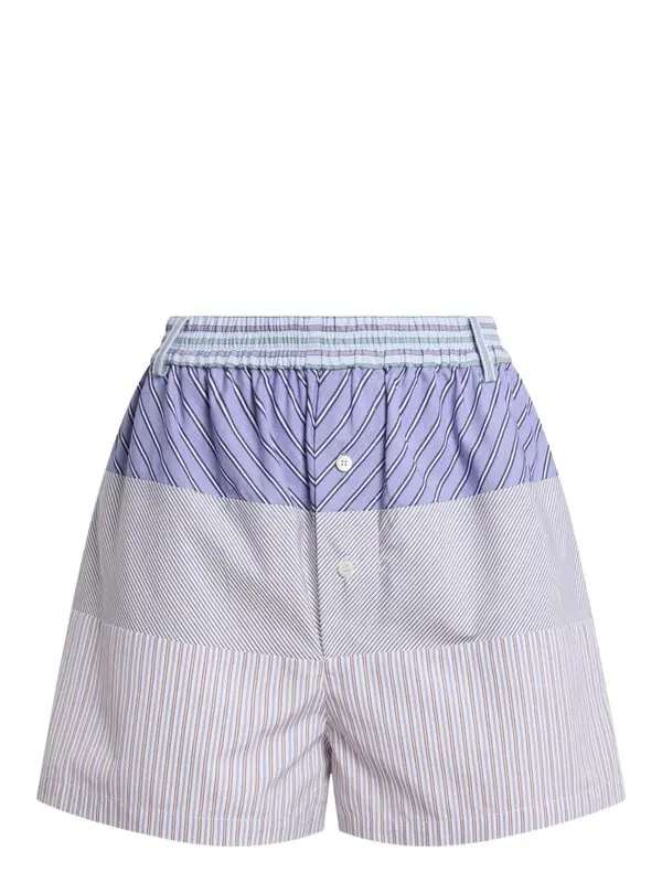 Moschino Panelled Striped Shorts - Sky-blue